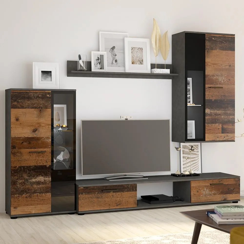 Obývací stěna SALSA | 235 cm | old wood style/matera