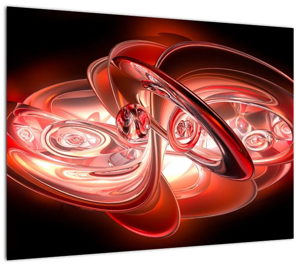Skleněný obraz - červené tvary (70x50 cm)