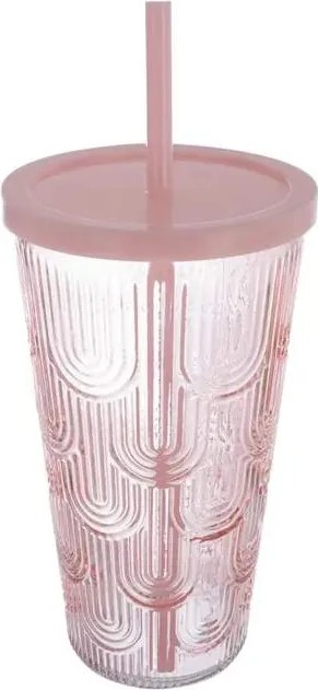 Orion Sklenice s brčkem Summer růžová 0,48 l
