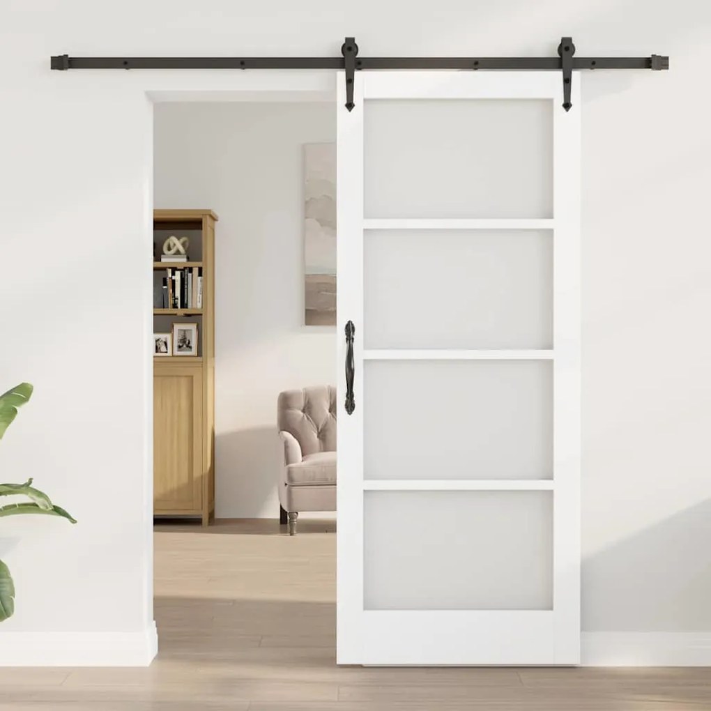 Posuvné dveře ORKDAL 83 x 202 cm Masivní borové dřevo a sklo 3332474