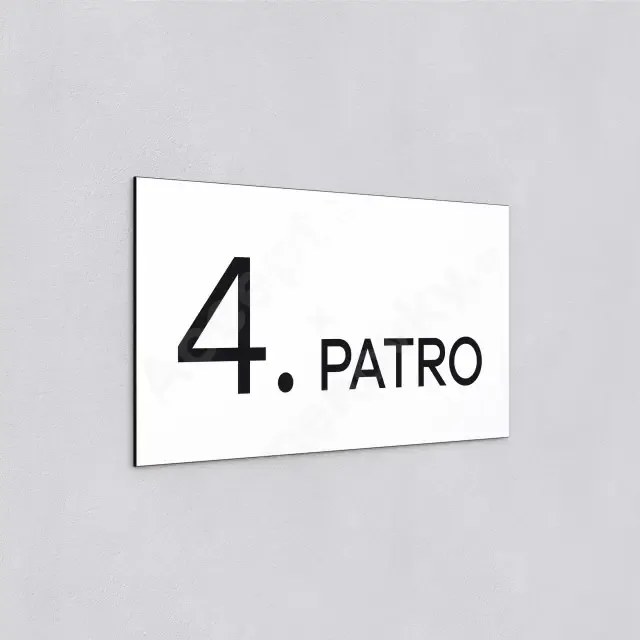 ACCEPT Označení podlaží "4. PATRO" - stříbrná tabulka - černý popis