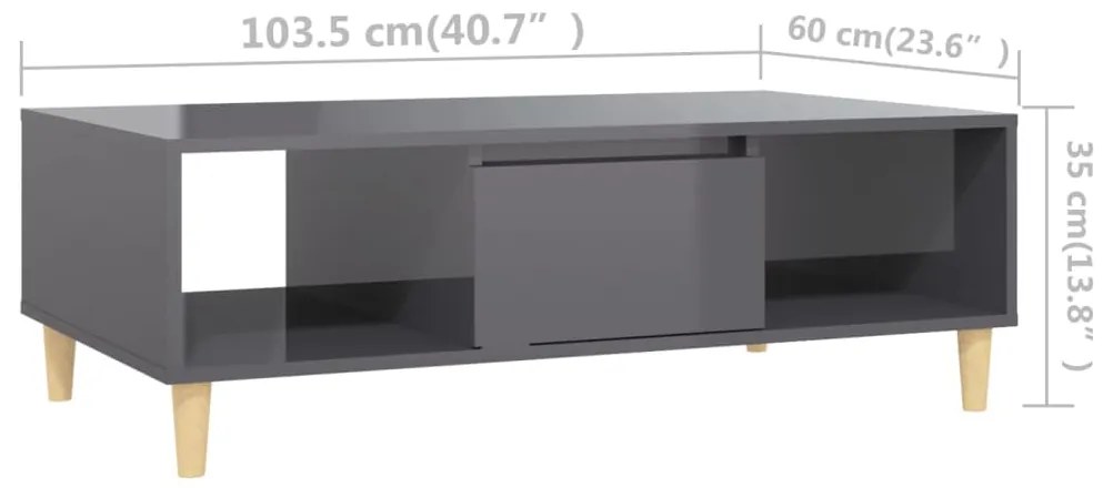 vidaXL Marketos Konferenční stolek šedý lesklý 103,5x60x35 cm kompozitní dřevo