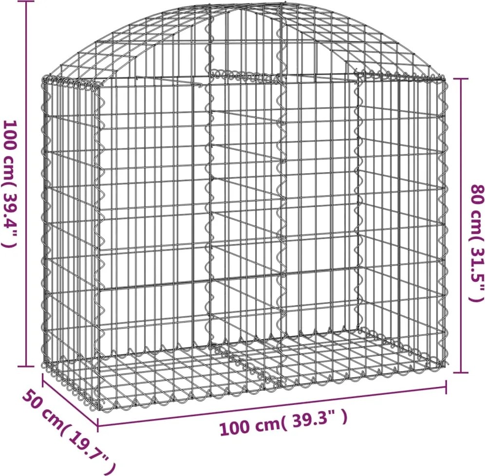 Klenutý gabionový koš 100 x 50 x 80/100 cm pozinkované železo 153434
