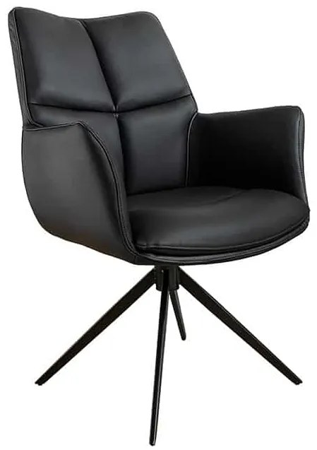 Designová otočná židle Vallerina černá kůže