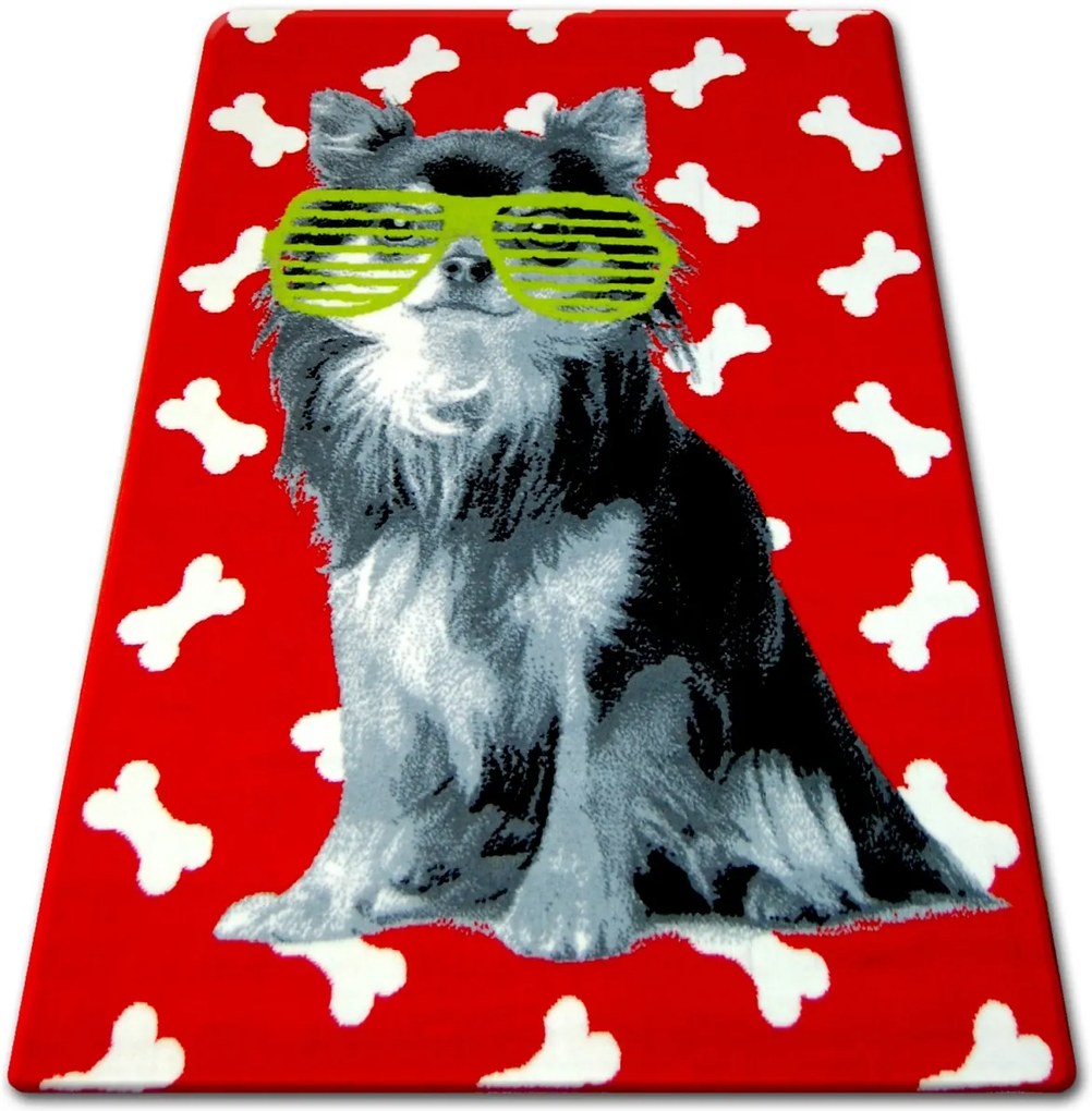 Kusový 3D koberec Flash Doggie červený 120x170
