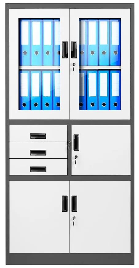 Kancelářská skříň Filip kov antracit/bílá