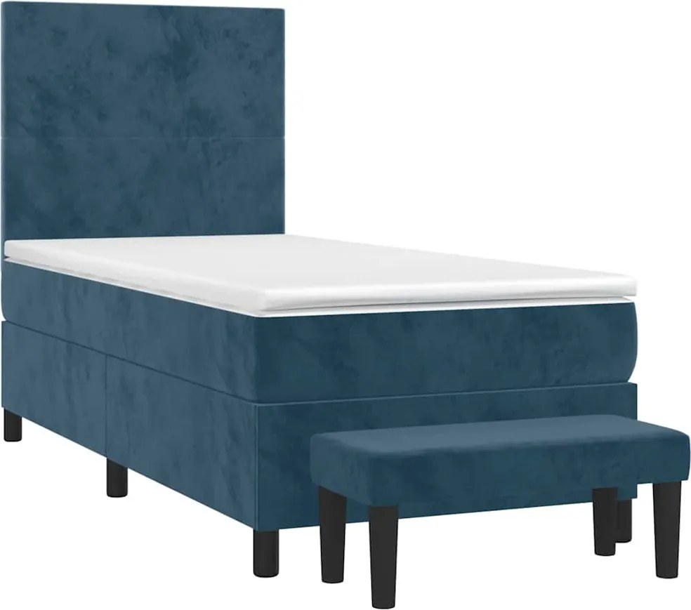 Box spring postel s matrací tmavě modrá 80 x 200 cm samet 3137693