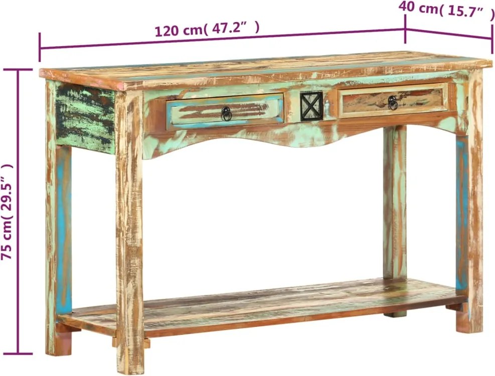 Konzolový stolek 120 x 40 x 75 cm masivní recyklované dřevo 247925
