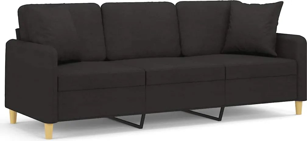 3místná pohovka s polštáři černá 180 cm textil 3200921
