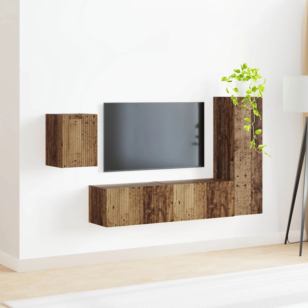 Sestava TV skříněk 4 ks Staré dřevo Kompozitní dřevo 3409004