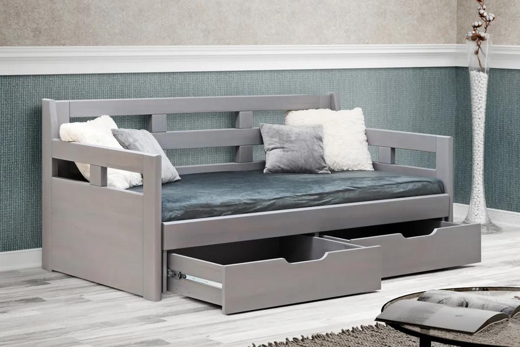 BMB Tandem Harmony rozkládací postel s područkami - buk Moření: Bordó, Provedení: Buk průběžný, Typ: oblé rohy, Rozměr: 90/180 x 200 cm