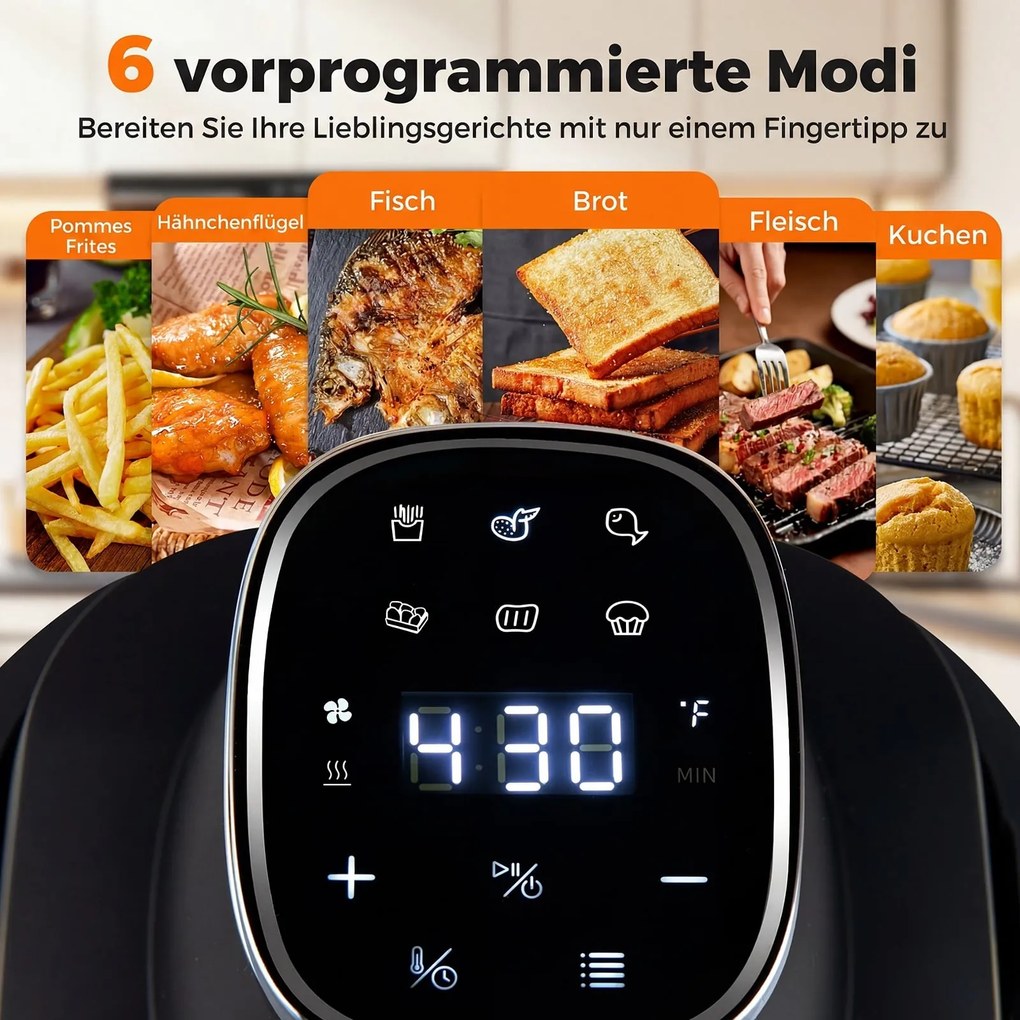 Costway Přenosná vzduchová fritéza 6-in-1 Fritování a pečení vzduchem 4 L a 1,7