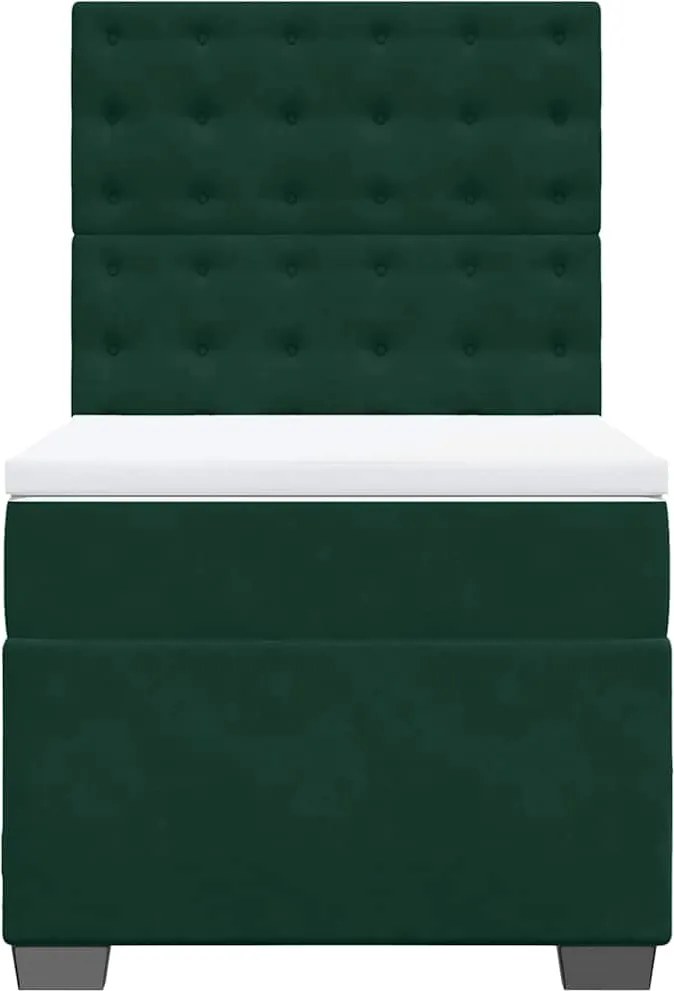 Box spring postel s matrací tmavě zelená 100x200 cm samet 3293149