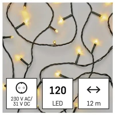 LED vánoční řetěz Steny s programy 12 m teplá bílá