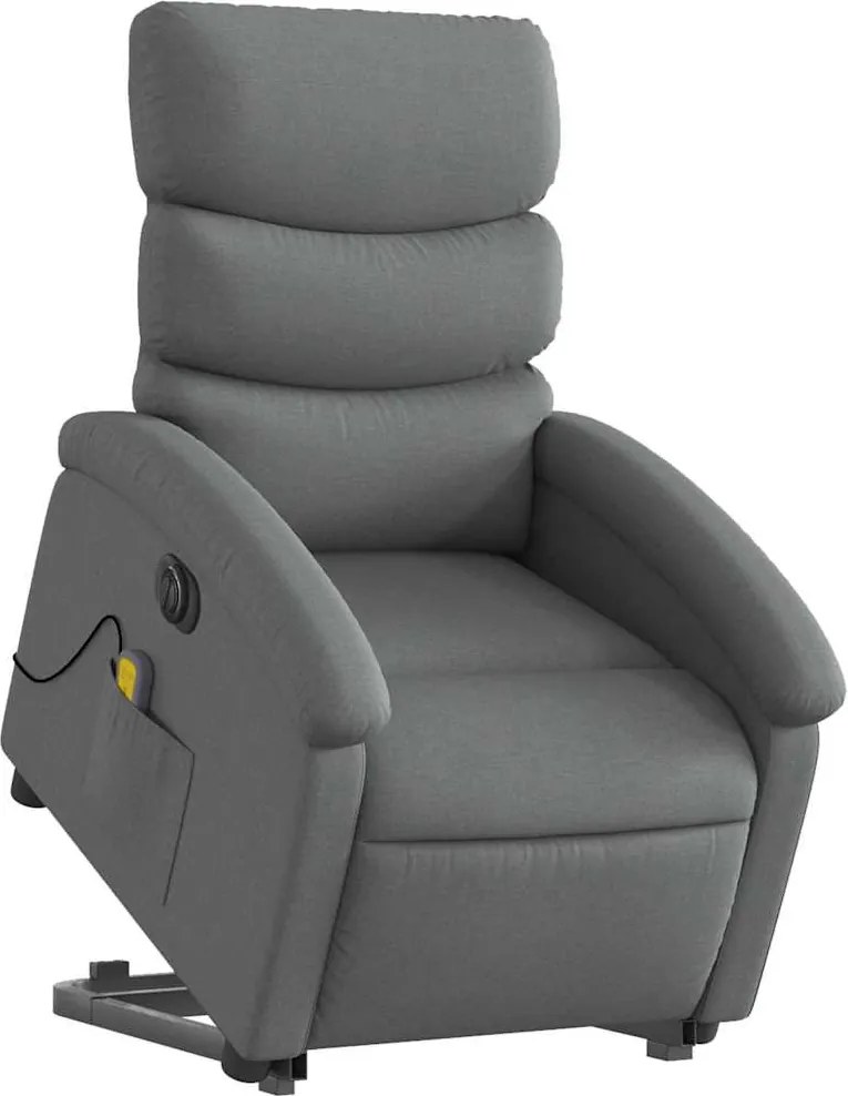 Elektrické zvedací masážní polohovací křeslo tmavě šedé textil 3204015