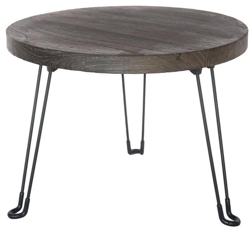 Odkládací stolek Pavlovnie šedé dřevo, pr. 50 cm