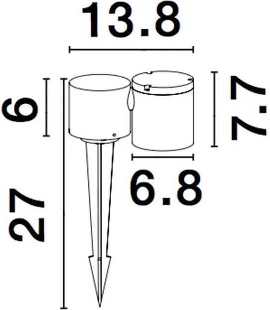 NV 9279111 Venkovní svítidlo s bodcem FOCUS černý hliník skleněný difuzor GU10 1x7W 100-240V IP54 bez žárovky - NOVA LUCE