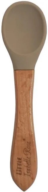 Silikonová lžička s bambusovou rukojetí pro nejmenší šedá 14 cm (ISABELLE ROSE)