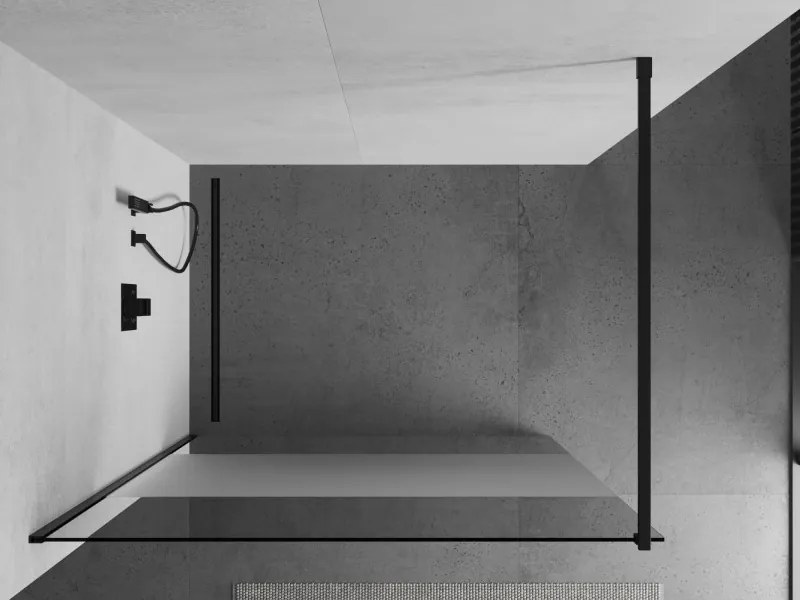 Mexen Kioto, sprchová zástěna typu Walk-In 130x200 cm, 8mm čiré sklo/námraza, černý profil, 800-130-101-70-35