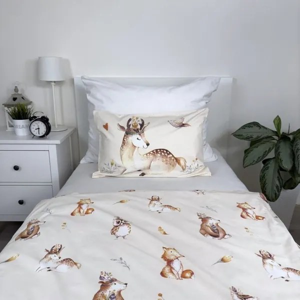 Jerry Fabrics Povlečení do postýlky Zvířátka Woodland baby 100x135, 40x60 cm