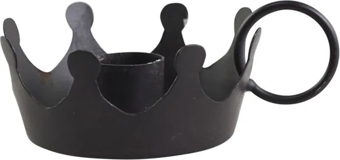 Chic Antique Svícen Crown, černá barva, kov
