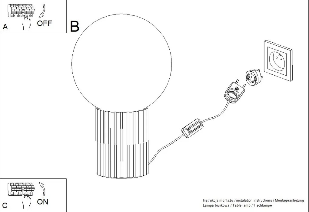 Stolní lampa Halo, 1x bílé skleněné stínítko, w