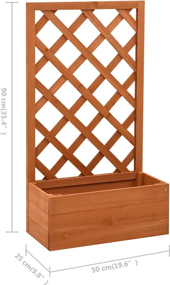 Zahradní truhlík s treláží oranžový 50x25x90 cm masivní jedle 314830