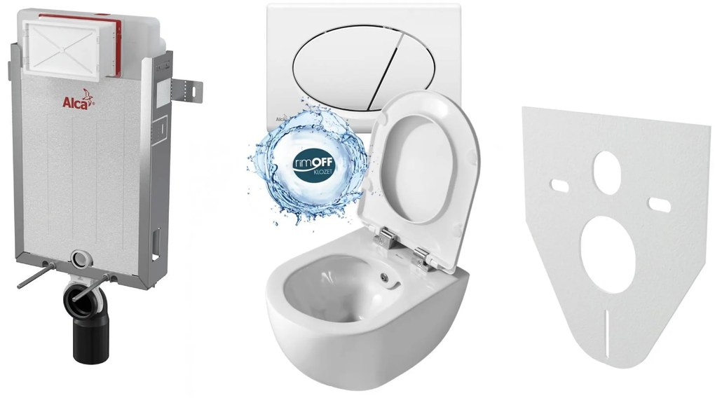 Alcaplast AM115/1000 Renovmodul komplet k zazdění se závěsným WC Creavit FREE FE322 Rim-Off + bidet 2v1