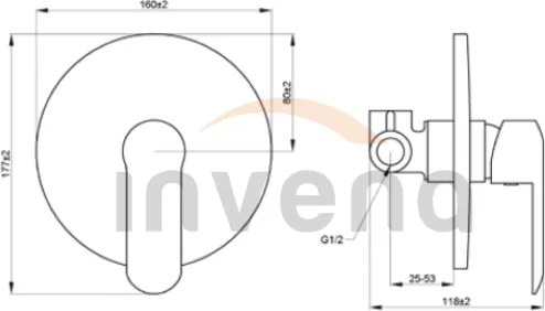 Invena Siros, podomítková 1-výstupová baterie (těleso+krytka), chromová, INV-BP-90-CO1-A