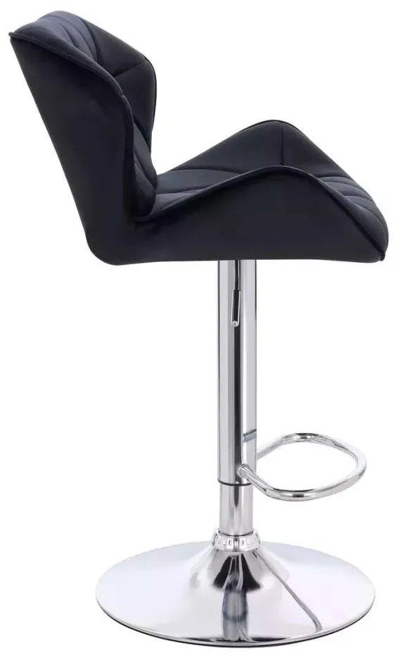 LuxuryForm DESIGN Barová židle MILANO VELUR na stříbrné kulaté podstavě - černá