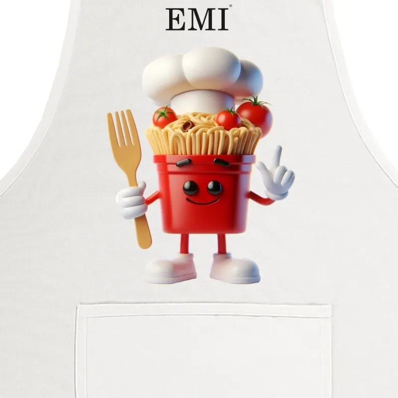 Kuchyňská zástěra Pasta EMI, Bílá