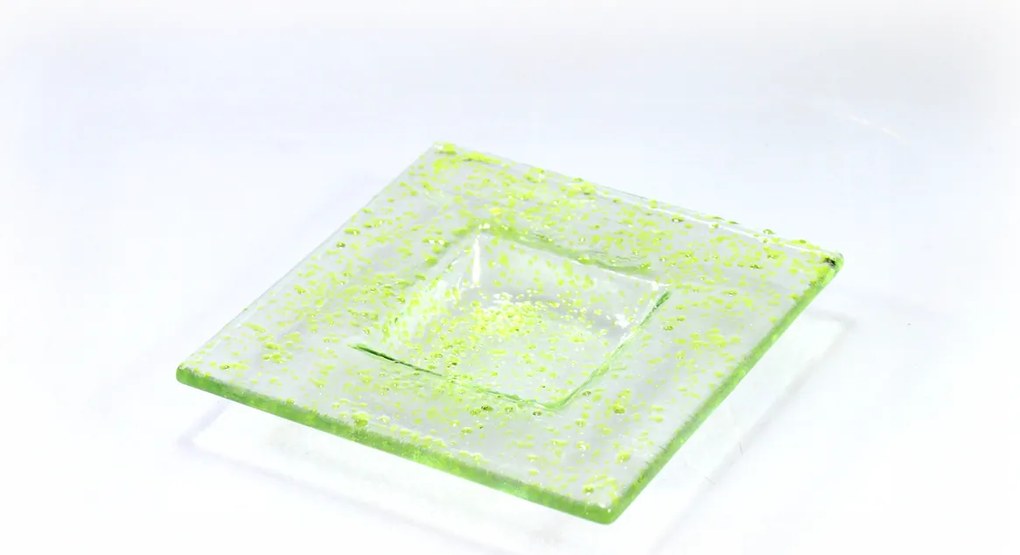 BDK-GLASS Skleněný tácek FULL DROP 13x13cm světle žlutý