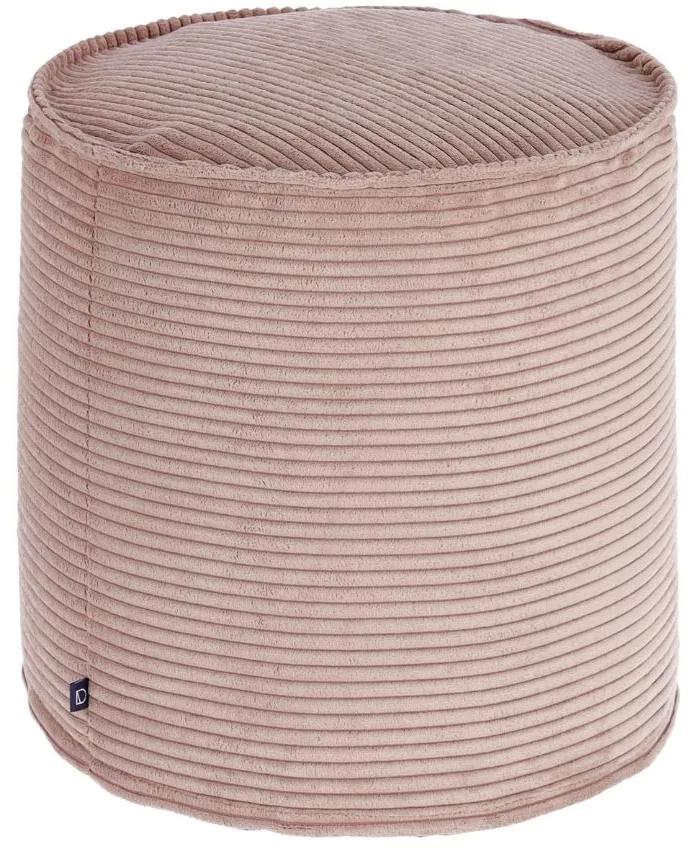 Růžový manšestrový puf Kave Home Wilma 40 cm