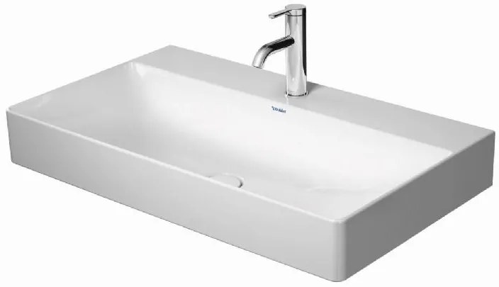 Duravit DuraSquare - Umyvadlo na desku, 80x47 cm, bez přepadu, s otvorem pro baterii, DuraCeram, WonderGliss, bílá 23538000711
