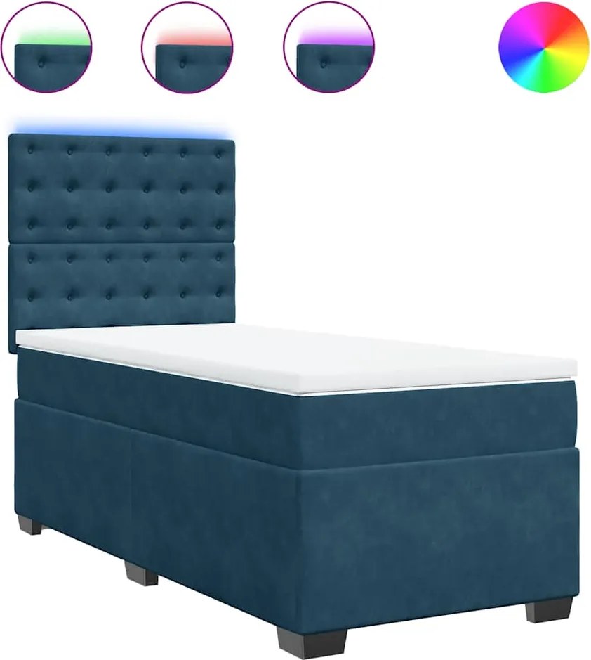 Box spring postel s matrací modrá 100 x 200 cm samet 3293150