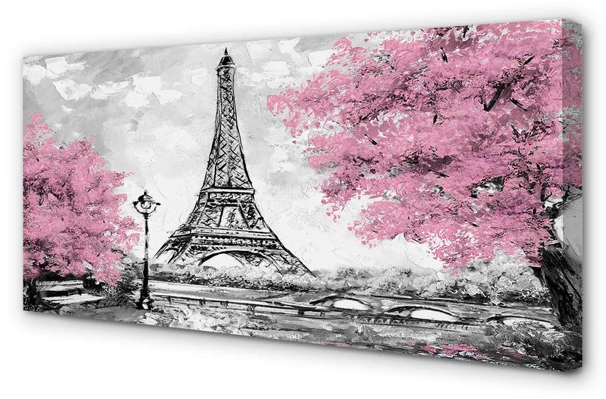 Obrazy na plátně Paris jarní strom 140x70 cm