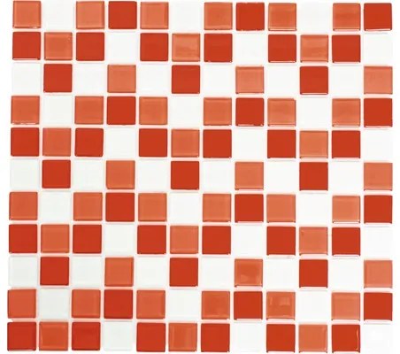 Skleněná mozaika mix červeno - bílá 30,5x32,5 cm tloušťka 4 mm