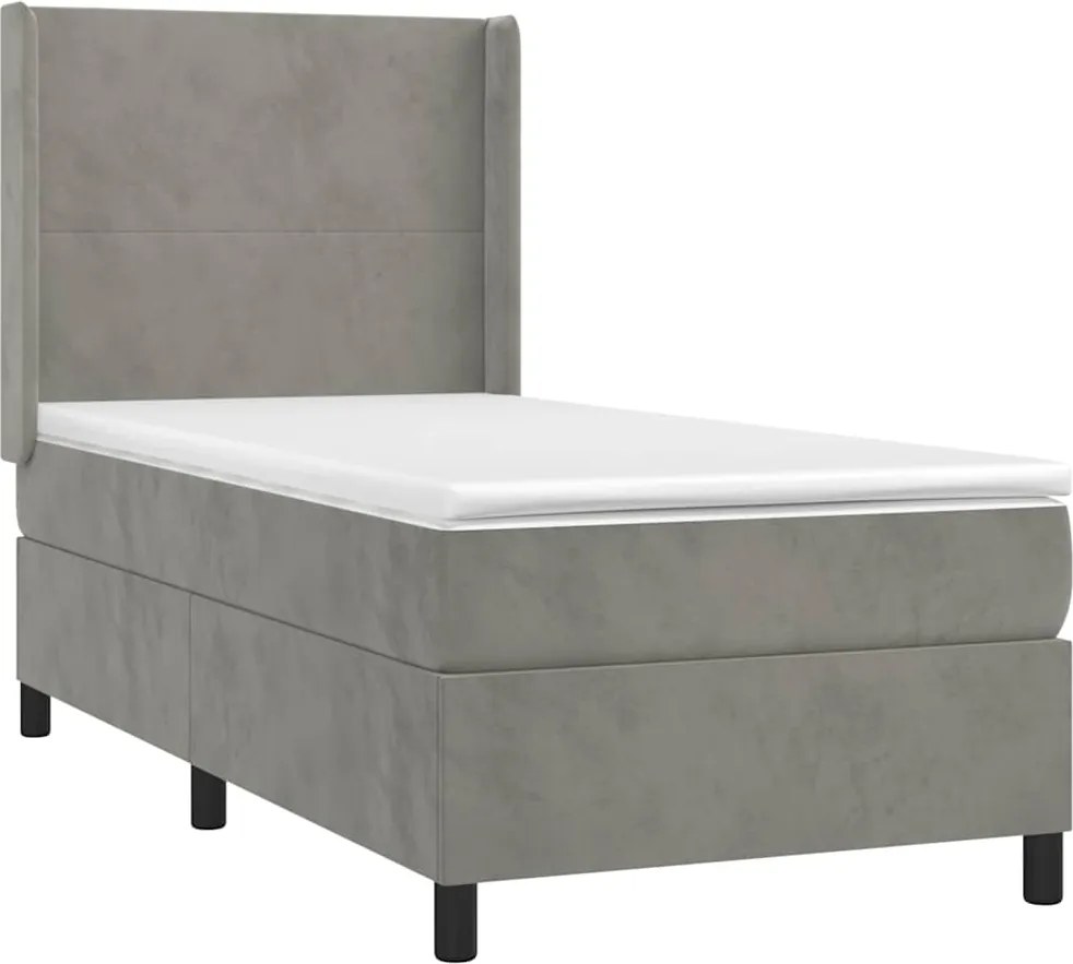 Box spring postel s matrací světle šedá 90x200 cm samet 3132537