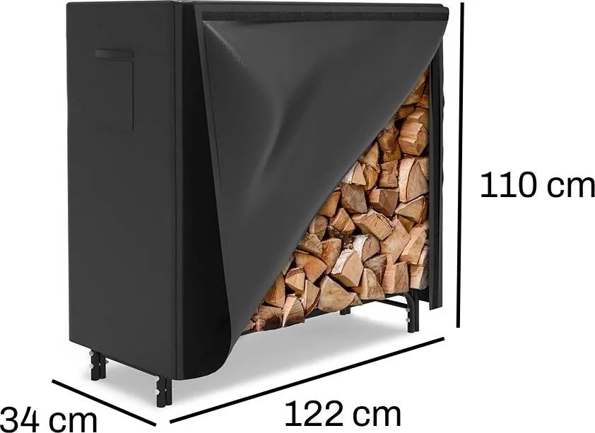 Stojan na dřevo s krytem BestBerg BBFR-122C / 122 x 34 x 110 cm / černá