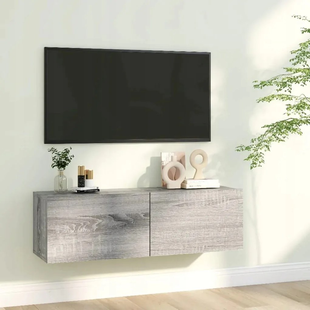 Fionshop 263594344 Tv skříňka šedá sonoma 100 x 30 x 30 cm kompozitní dře
