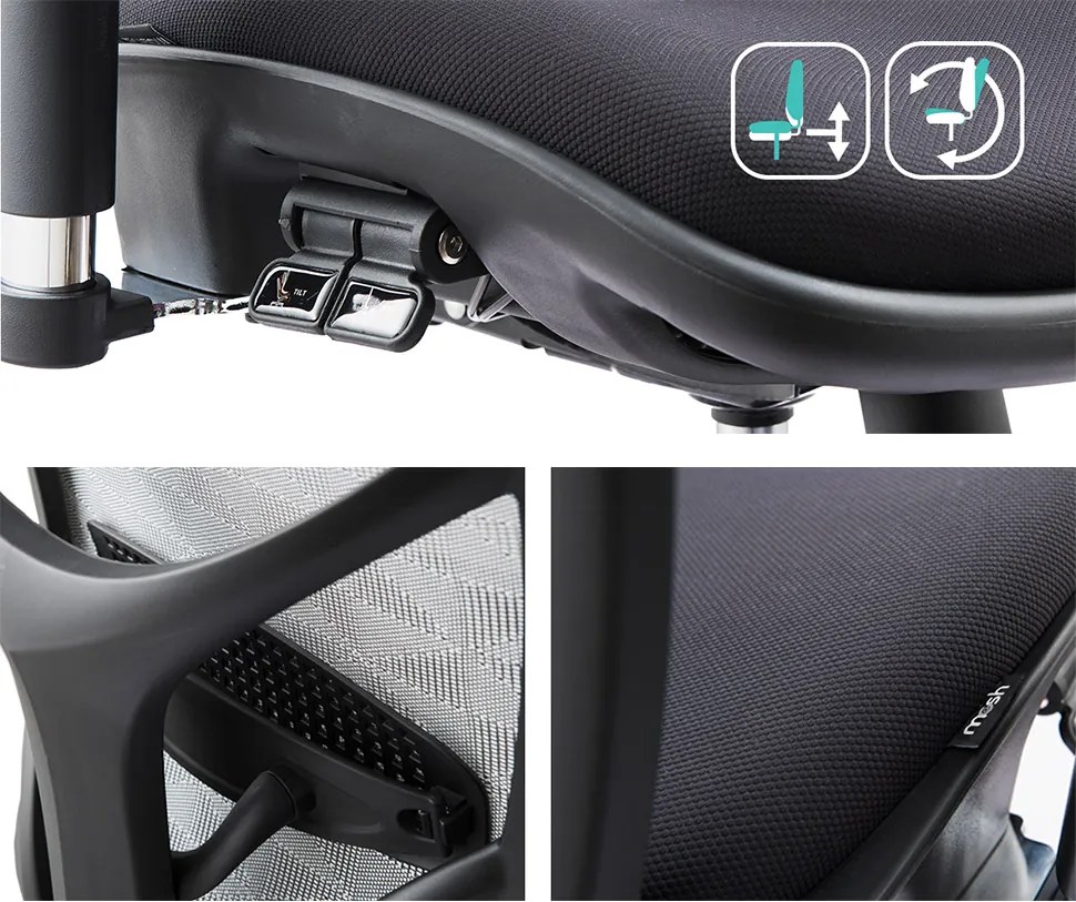 Ergonomická kancelářská židle MOSH Airflow 601 - černá