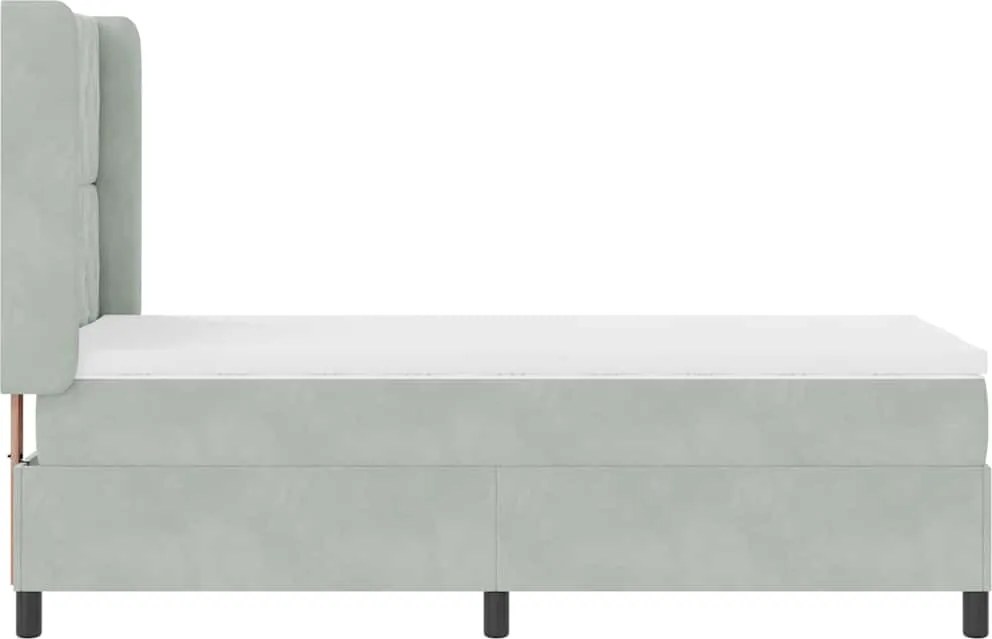 Postel s boxspringem s matrací Světle šedá 90 x 200 cm samet 3341936
