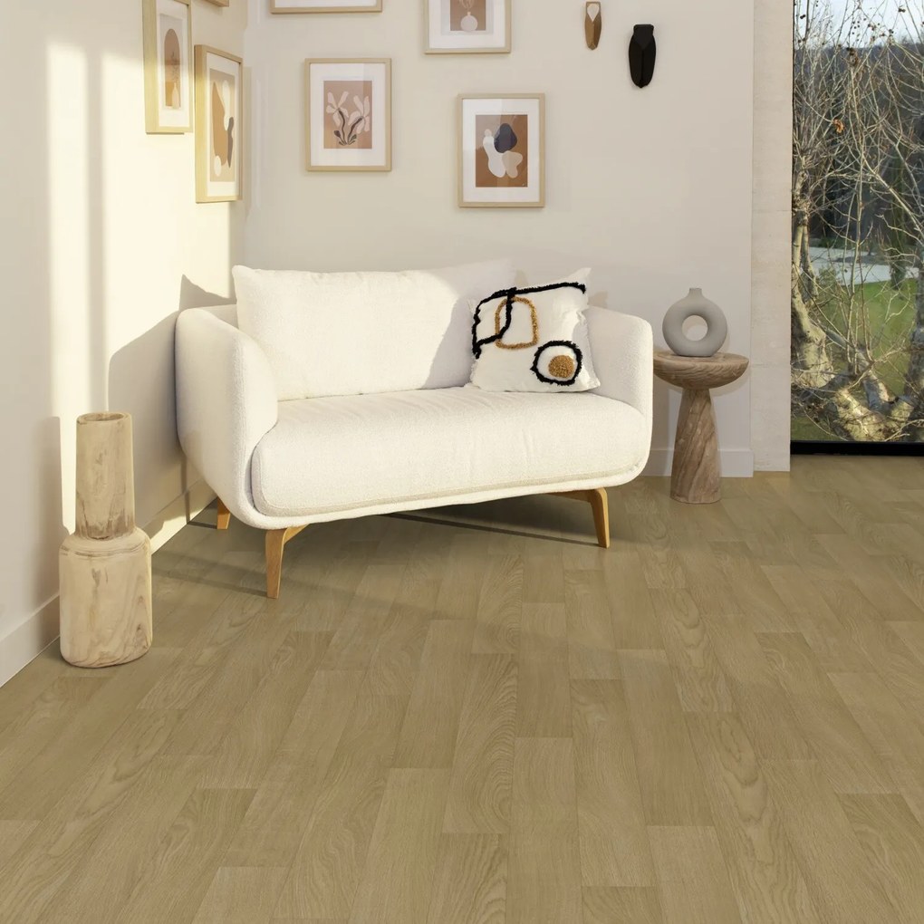 PVC podlaha - lino AladinTex Ultra 0636 Esterel blond, na mieru, šíře 4m, hnedá, filc, chodba / predsieň, Gerflor