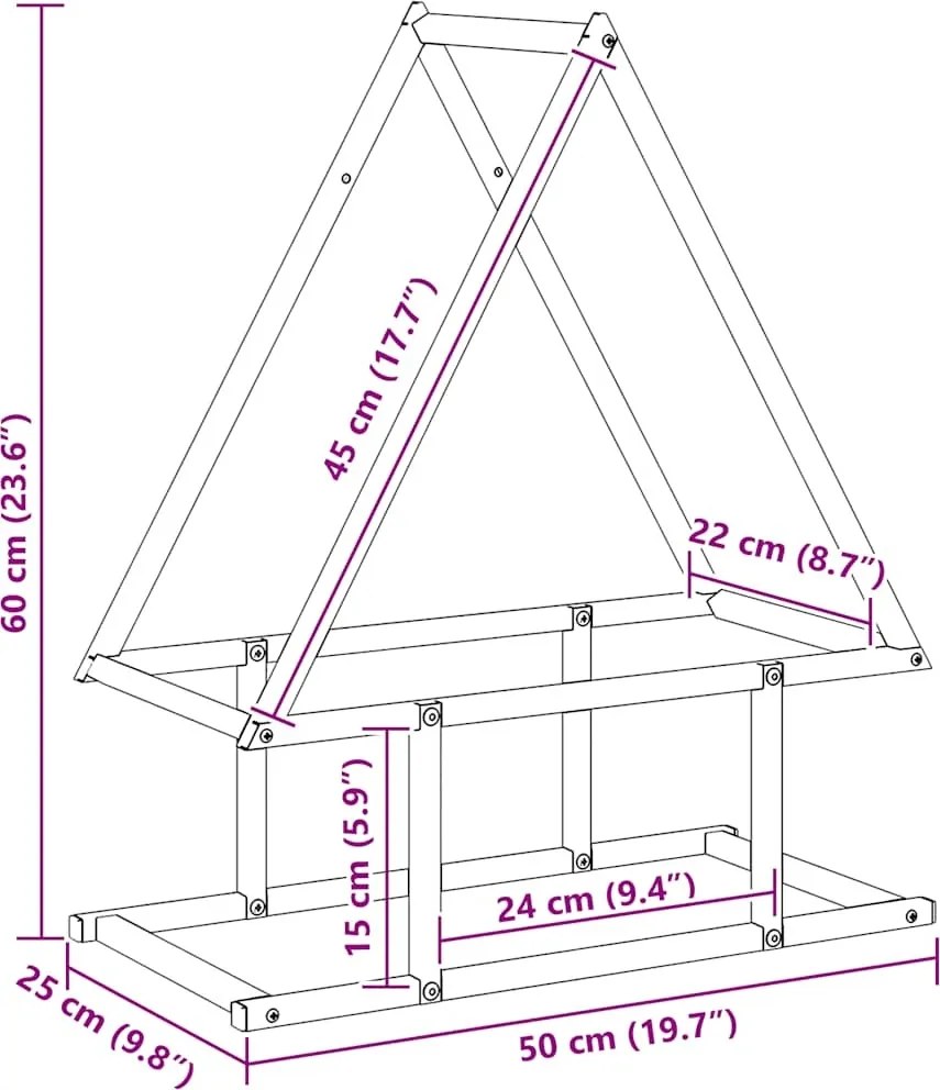 vidaXL Stojan na palivové dřevo Ocel válcovaná za studena [864314] Barva: Černá