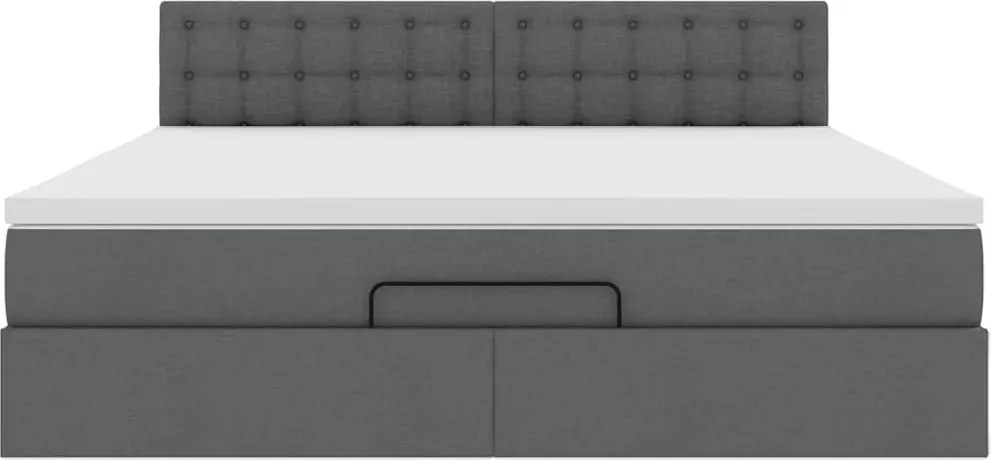 Osmanský rám postele s matrací tmavě šedá 160x200cm textil 3311637