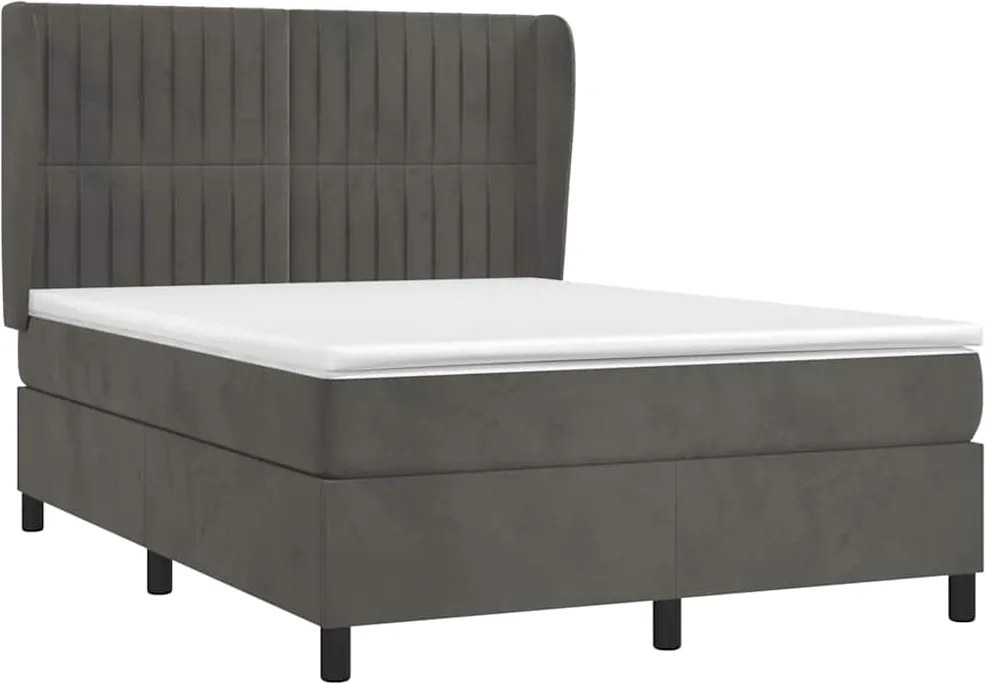 Box spring postel s matrací tmavě šedá 140x200 cm samet 3129334
