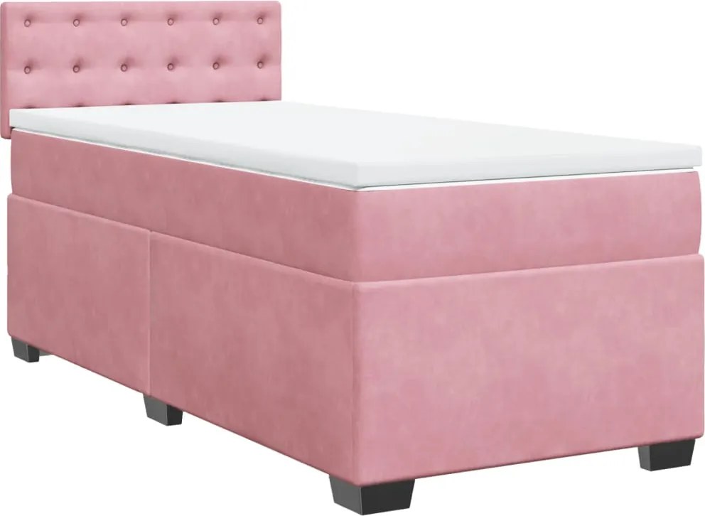 Box spring postel s matrací růžová 100x200 cm samet 3288551