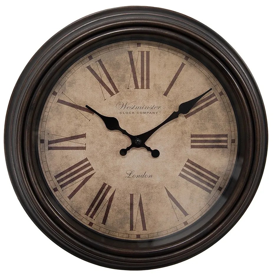 Hnědé nástěnné hodiny v retro stylu – Ø 29*5 cm