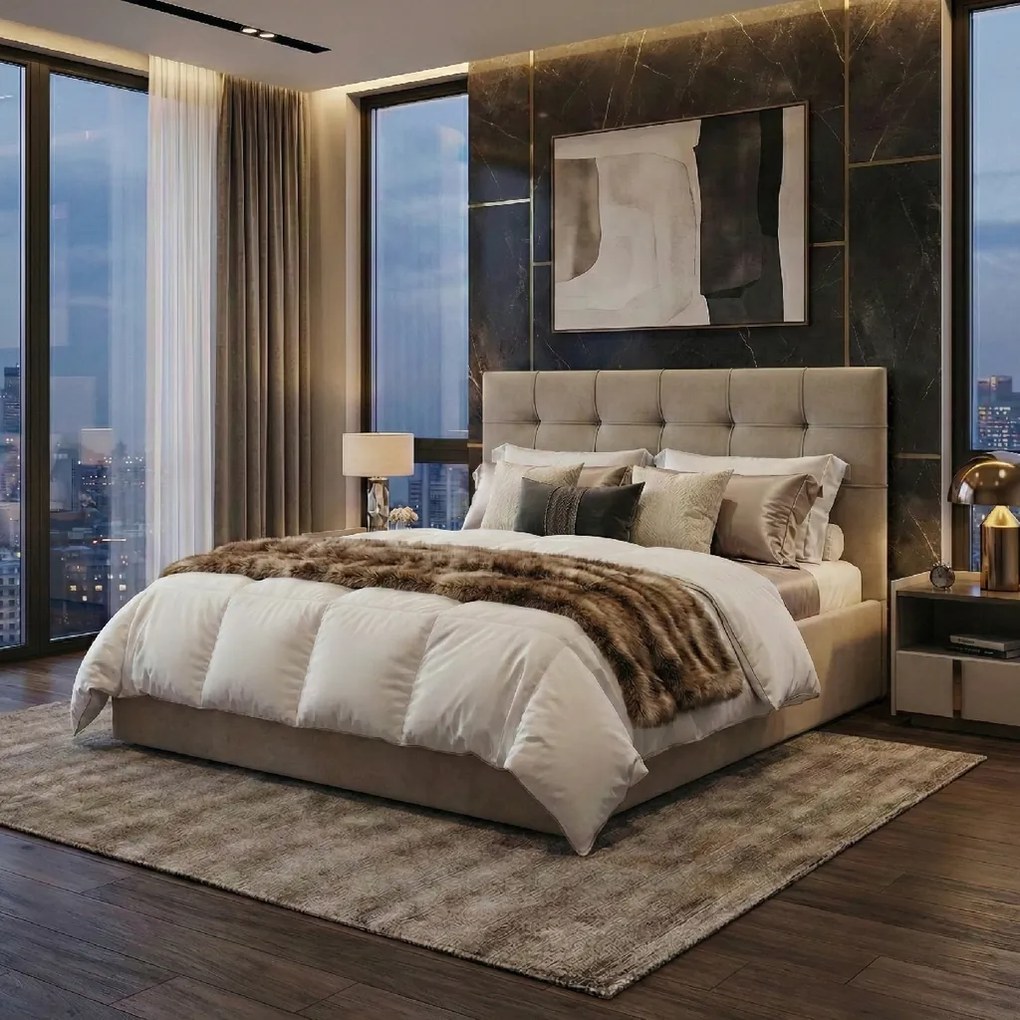 AGroup Čalouněná postel SORIA 140 x 200 cm Barva látky Trinity: Světle hnědá (Trinity 2306)