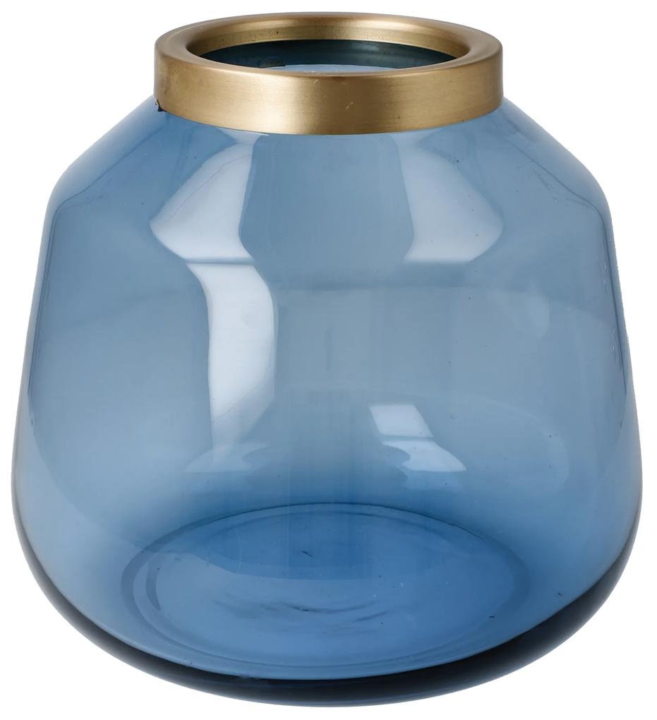 Goebel Designová váza Aurora 1, modrá/zlatá, sklo